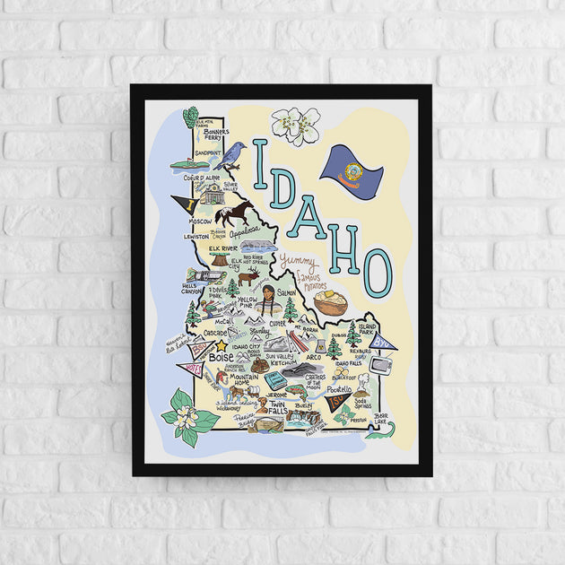 Idaho Map Poster – Fish Kiss