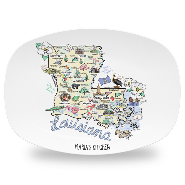 Custom Louisiana Map Platter – Fish Kiss