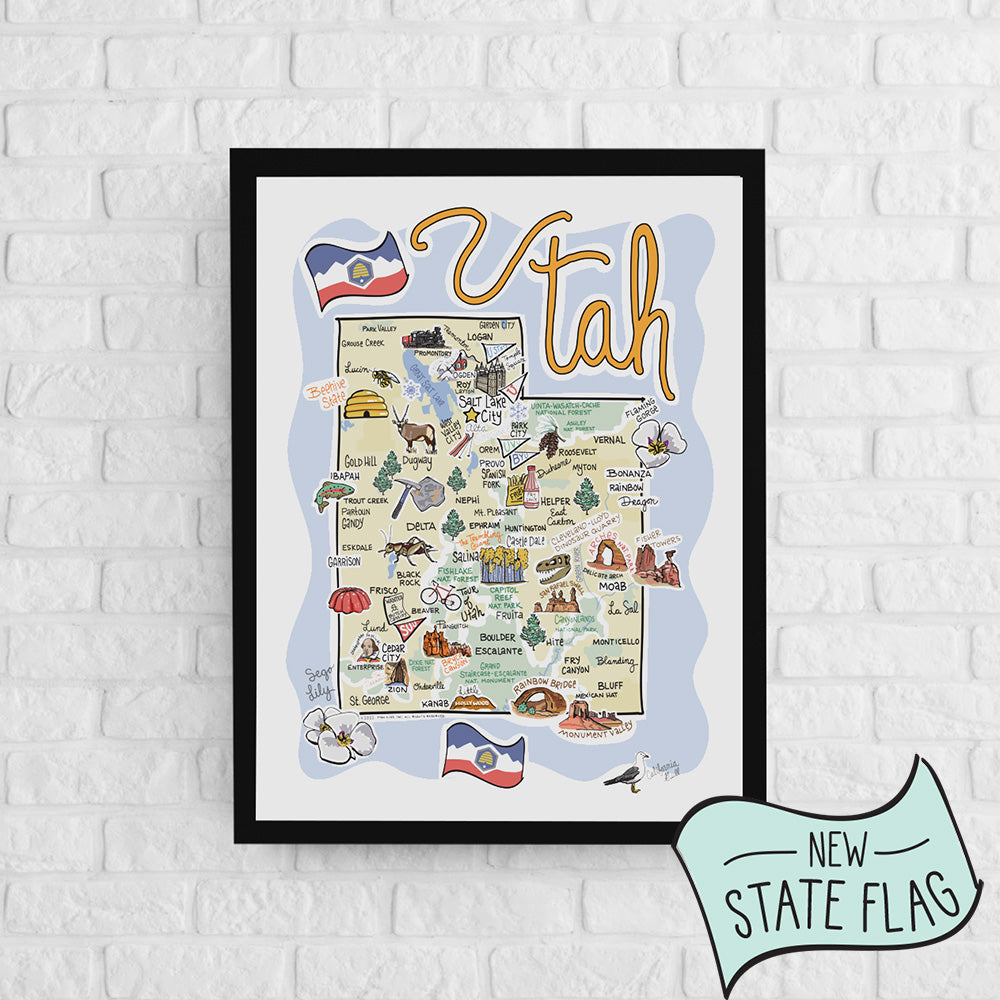 Utah Map Poster – Fish Kiss