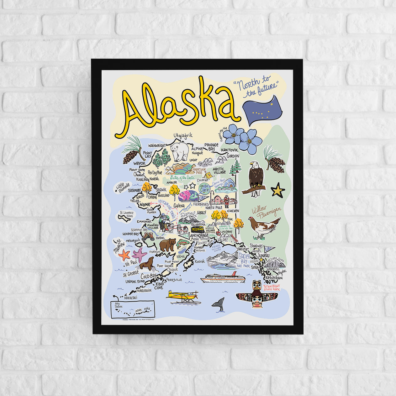 Alaska Map Poster – Fish Kiss