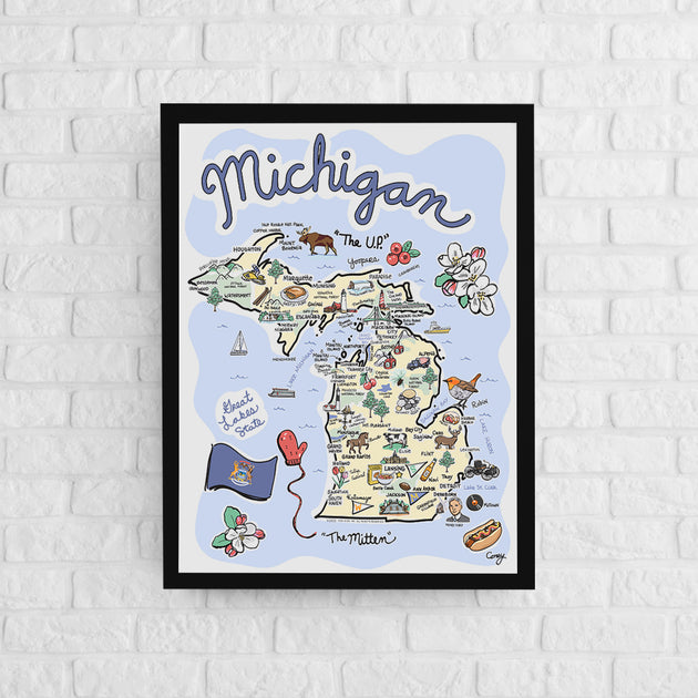 Michigan Map Poster – Fish Kiss