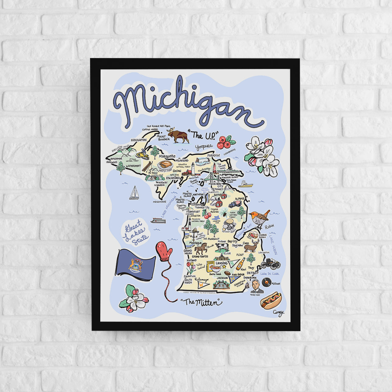 Michigan Map Poster – Fish Kiss