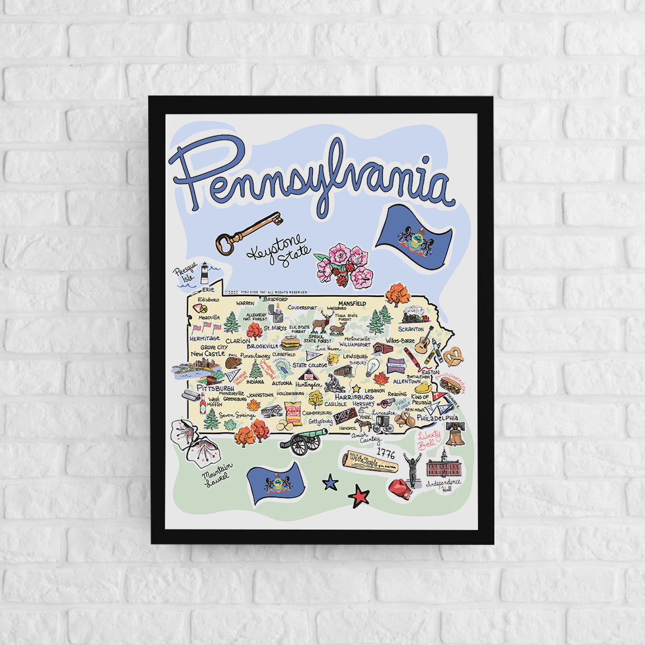 Pennsylvania Map Poster – Fish Kiss