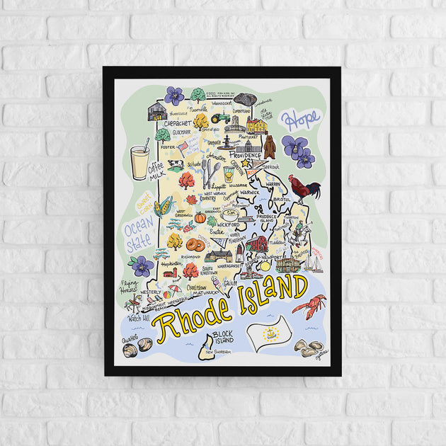 Rhode Island Map Poster – Fish Kiss