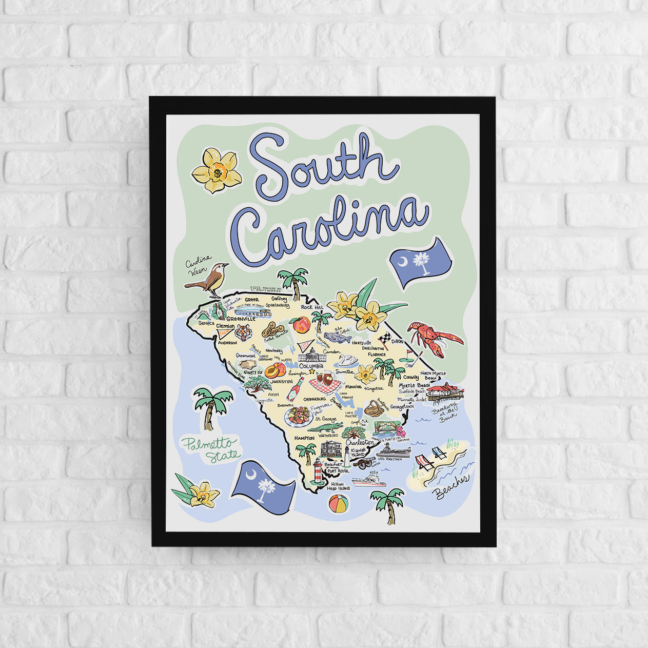 South Carolina Map Poster – Fish Kiss