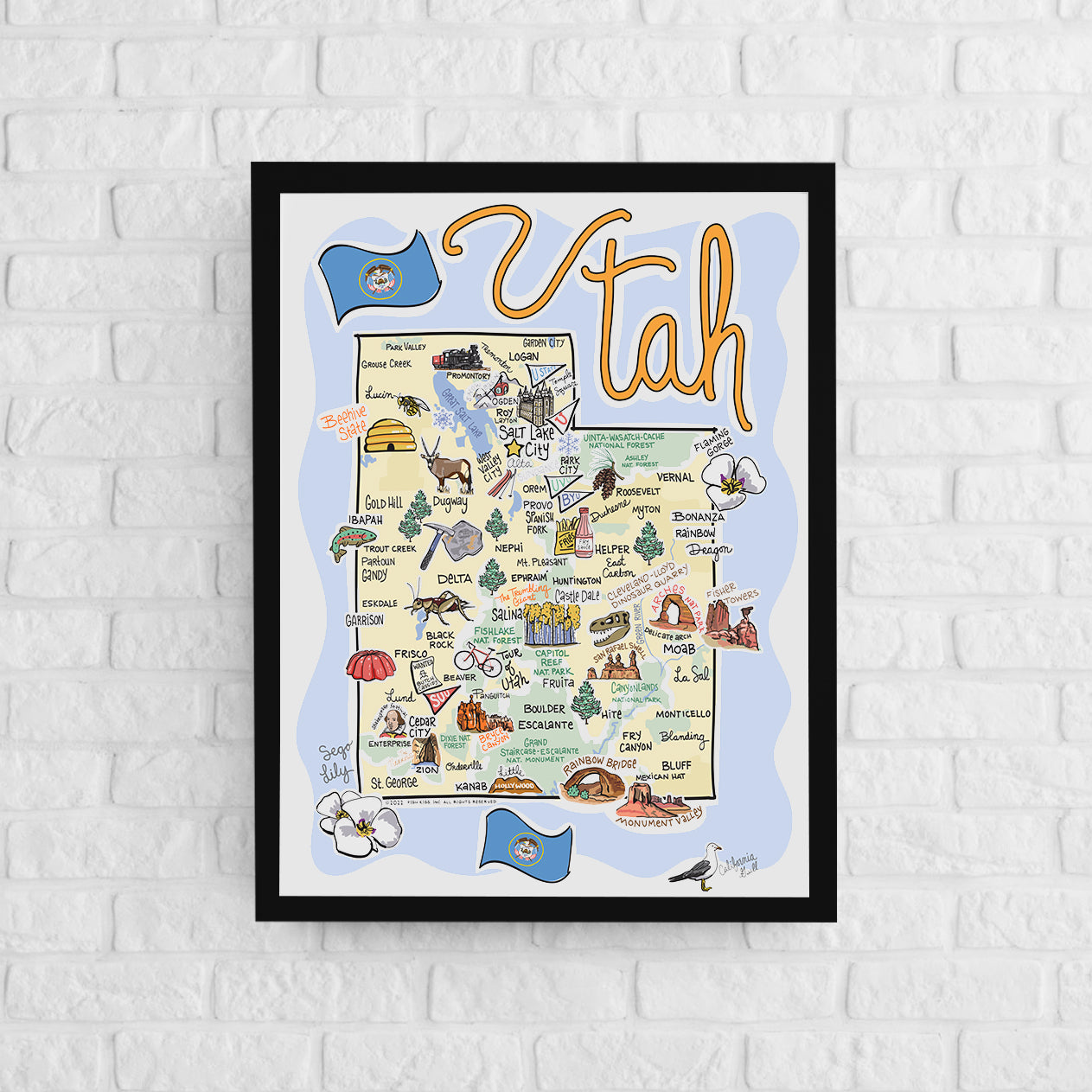 Utah Map Poster – Fish Kiss