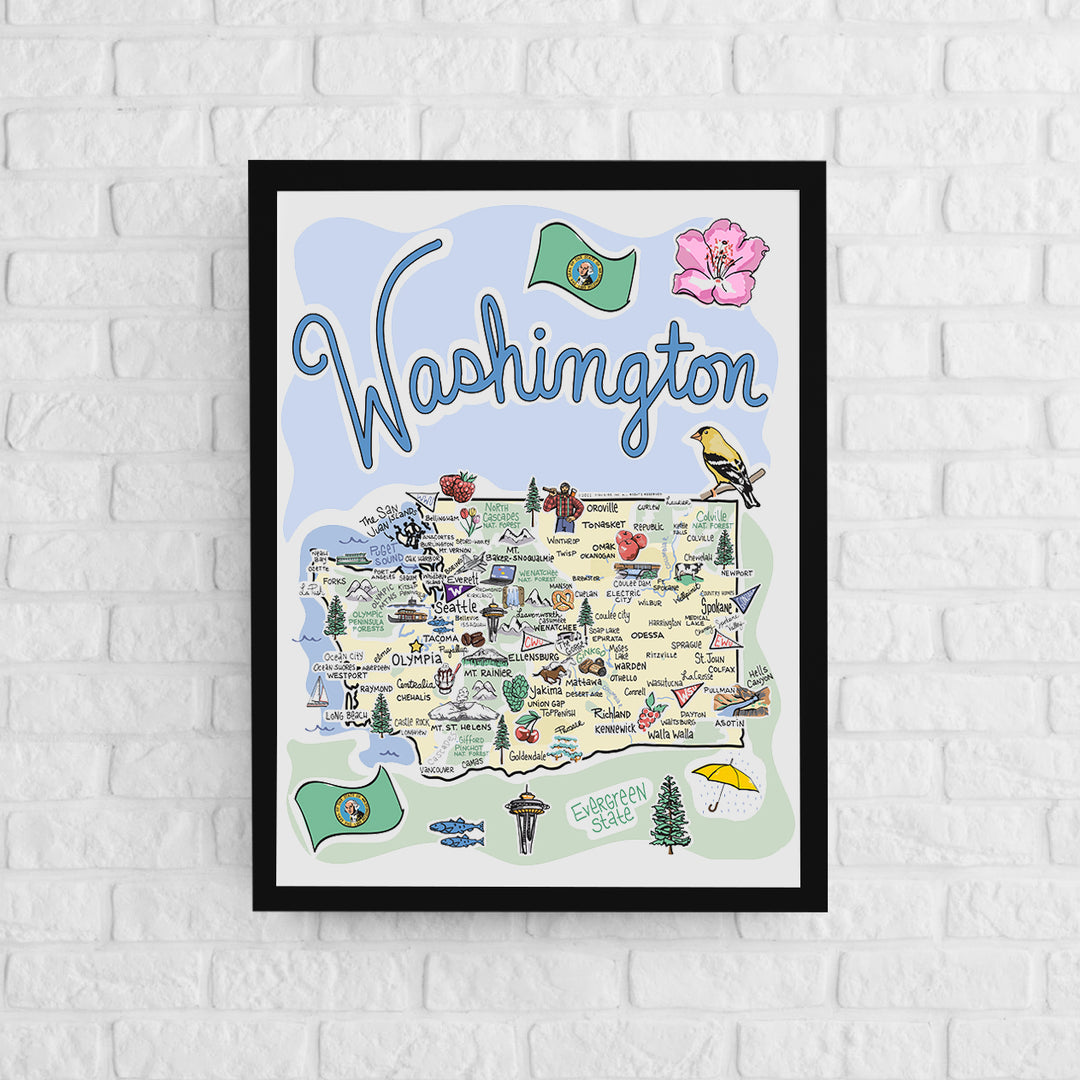 Washington State Cities Map Printable Seattle Map Vector State