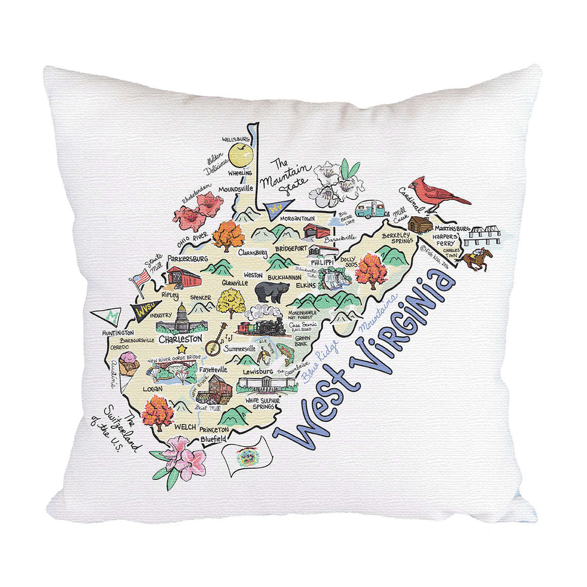 West Virginia Map Pillow – Fish Kiss