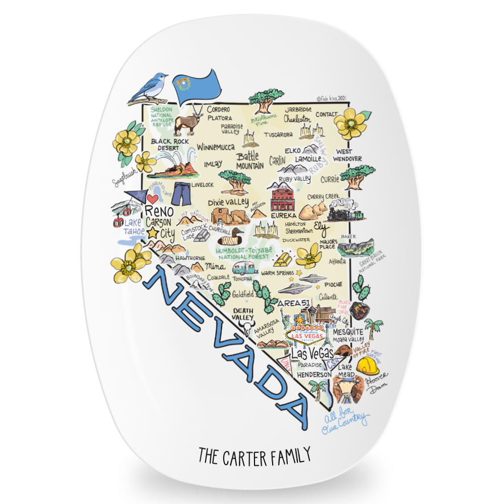 Custom Nevada Map Platter – Fish Kiss