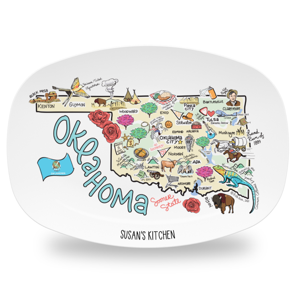 Custom Oklahoma Map Platter – Fish Kiss
