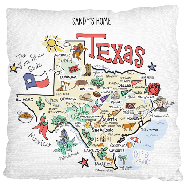 Custom Texas Map Pillow – Fish Kiss