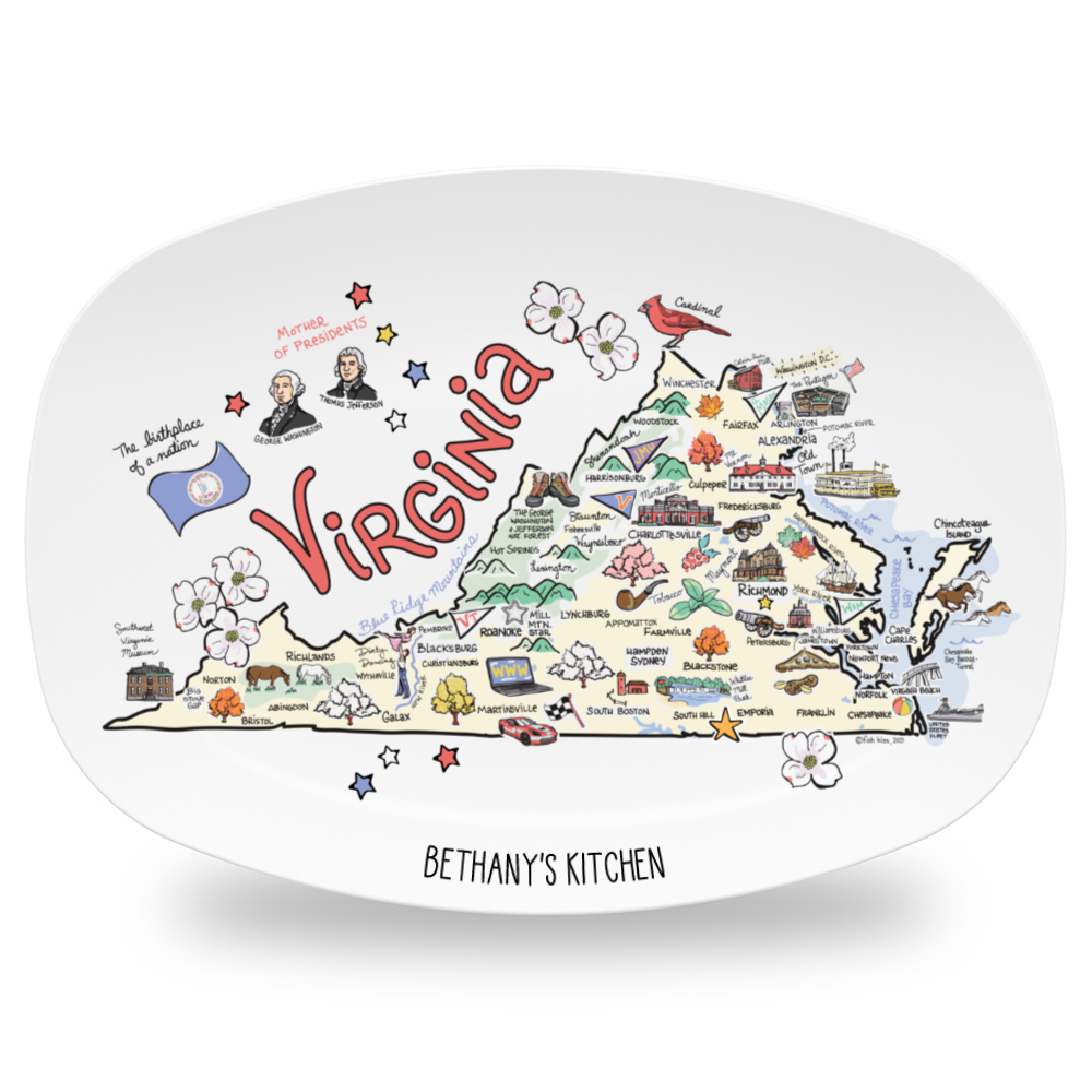 Custom Virginia Map Platter – Fish Kiss
